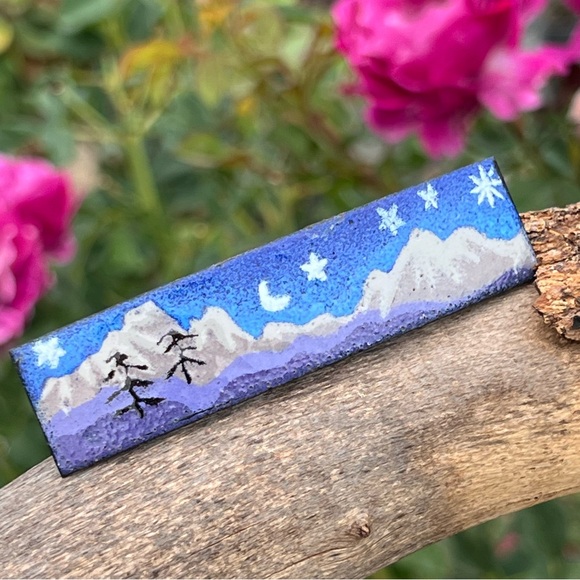 Accessories | Vintage Handpainted Mountain Scene Hair Barrette Scenic ...